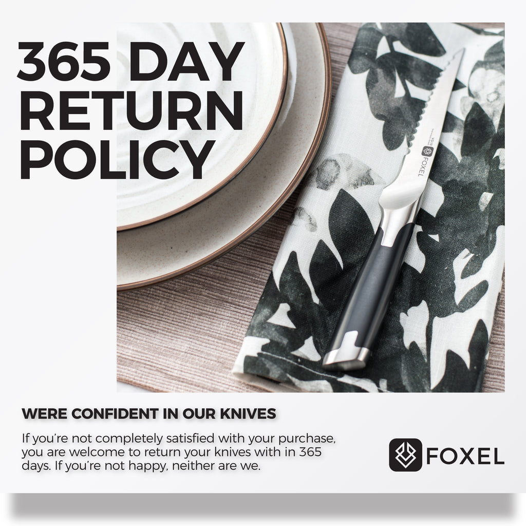 FOXEL Serrated Steak Knives 4 Set, Sharp Japanese VG10 Stainless Steel